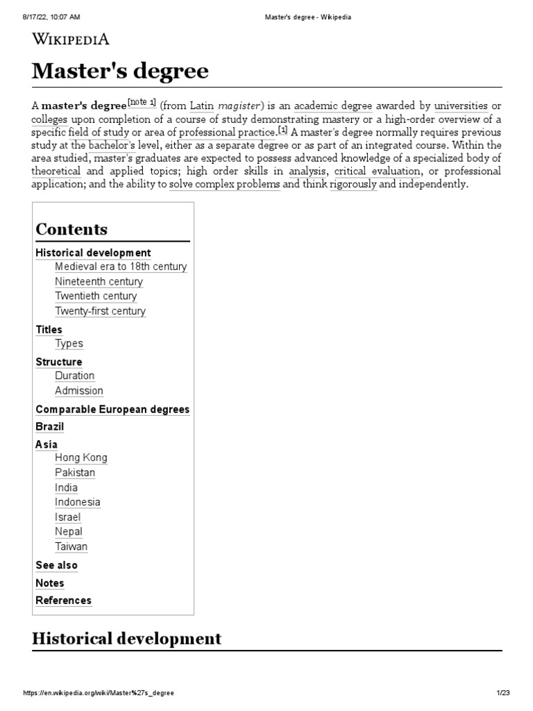 Master's Degree | PDF | Master's Degree | Academic Degree