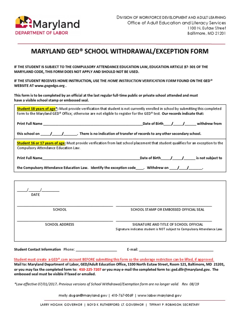 School Withdrawal Form | PDF | General Educational Development