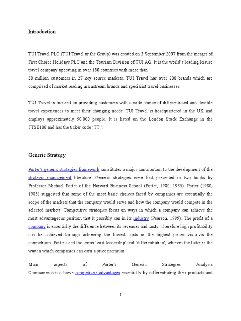 TUI Business Startegy Analysis | PDF | Airlines | Strategic Management