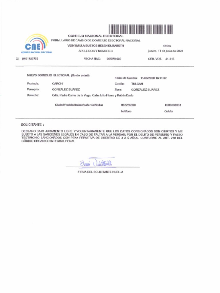 Formulario Cne | PDF