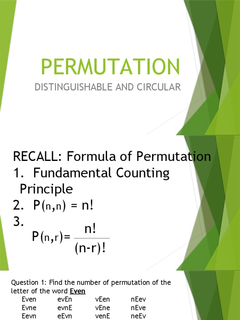 Distinguishable Permutation Pdf Abstract Algebra Combinatorics