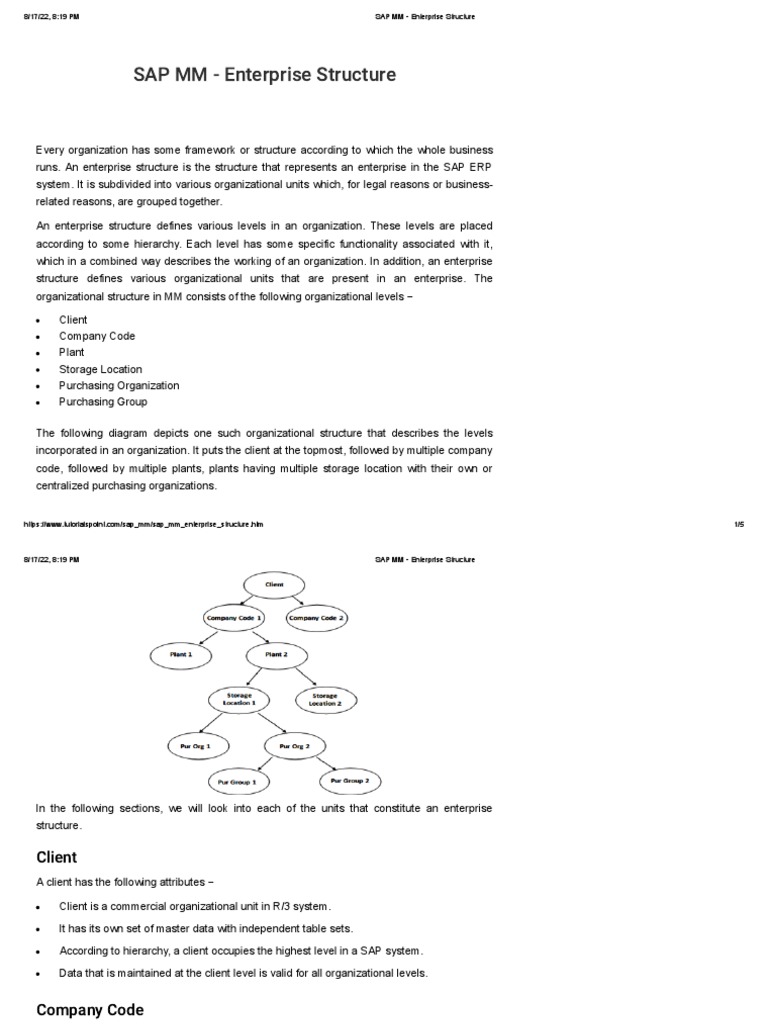 SAP MM - Enterprise Structure | PDF | Procurement | Business