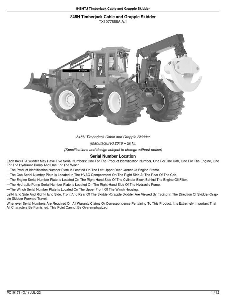 848H Timberjack Cable and Grapple Skidder: TX1077888A A.1 | PDF | Screw ...
