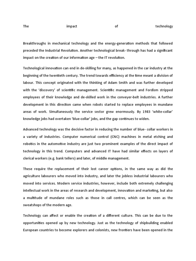 Impact of Technology | PDF | Human Resource Management | Strategic ...