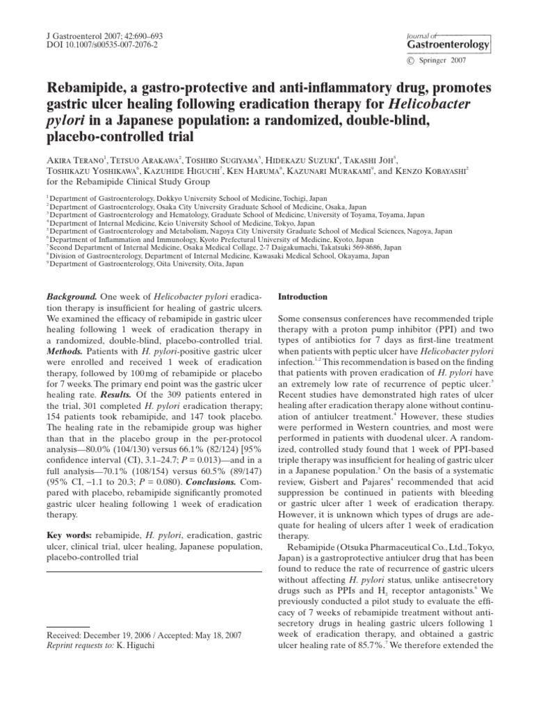 Rebamipide, A Gastro-Protective and Anti-Inflammatory Drug, Promotes ...