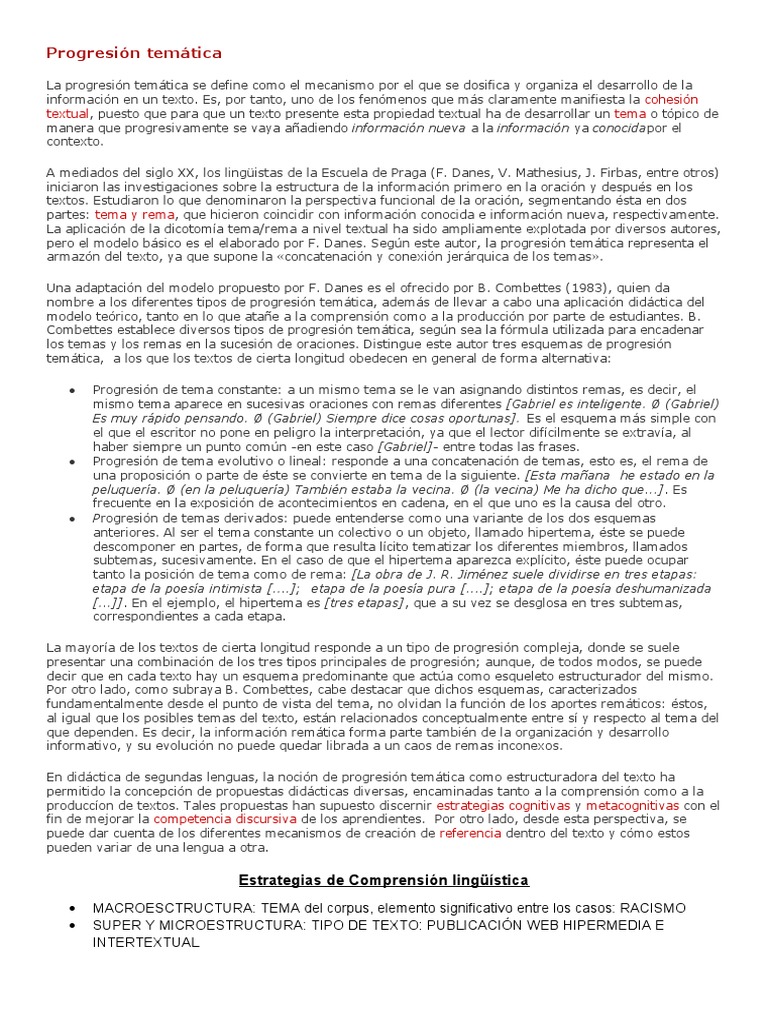 Progresión Temática | PDF | Inferencia | Comunicación humana