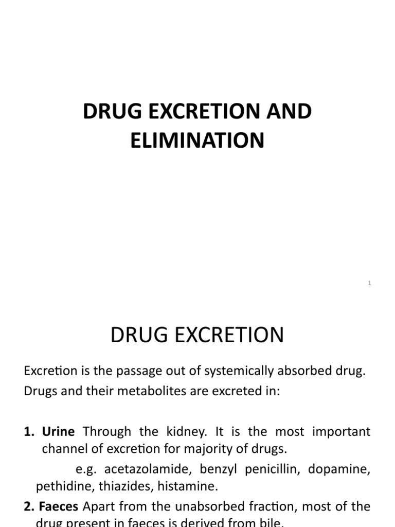 12) Drug Excretion and Elimination | PDF | Pharmacokinetics | Therapy