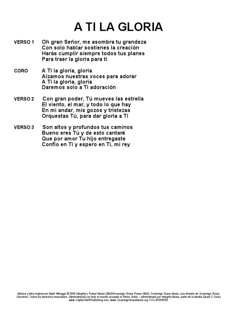 A Ti La Gloria-Letra | PDF