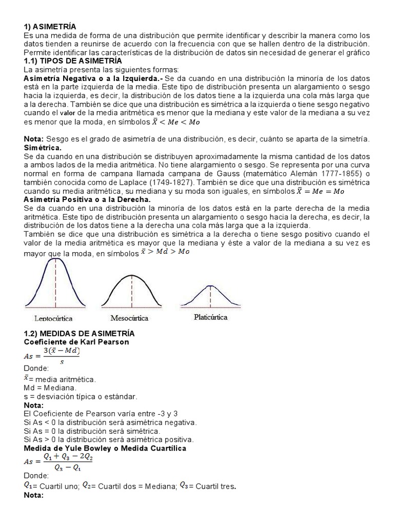 Asimetria y Curtosis, Ejercicios | PDF | Oblicuidad | Desviación Estándar