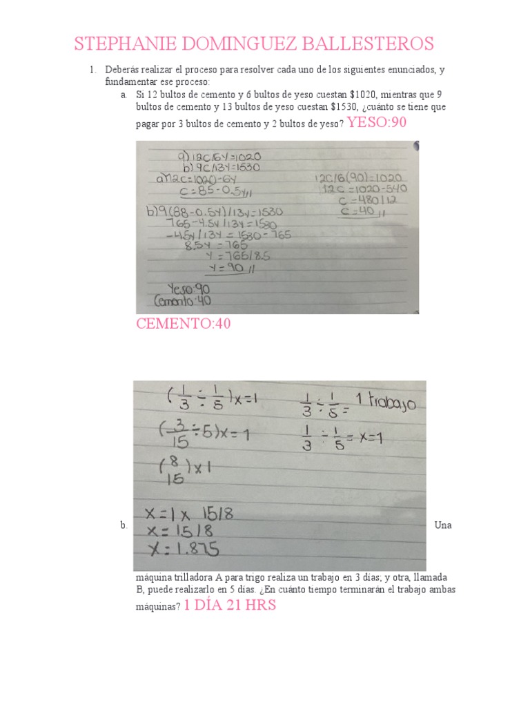 Actividad 3 Stephanie Dominguez Ballesteros | Descargar gratis PDF | Ecuaciones