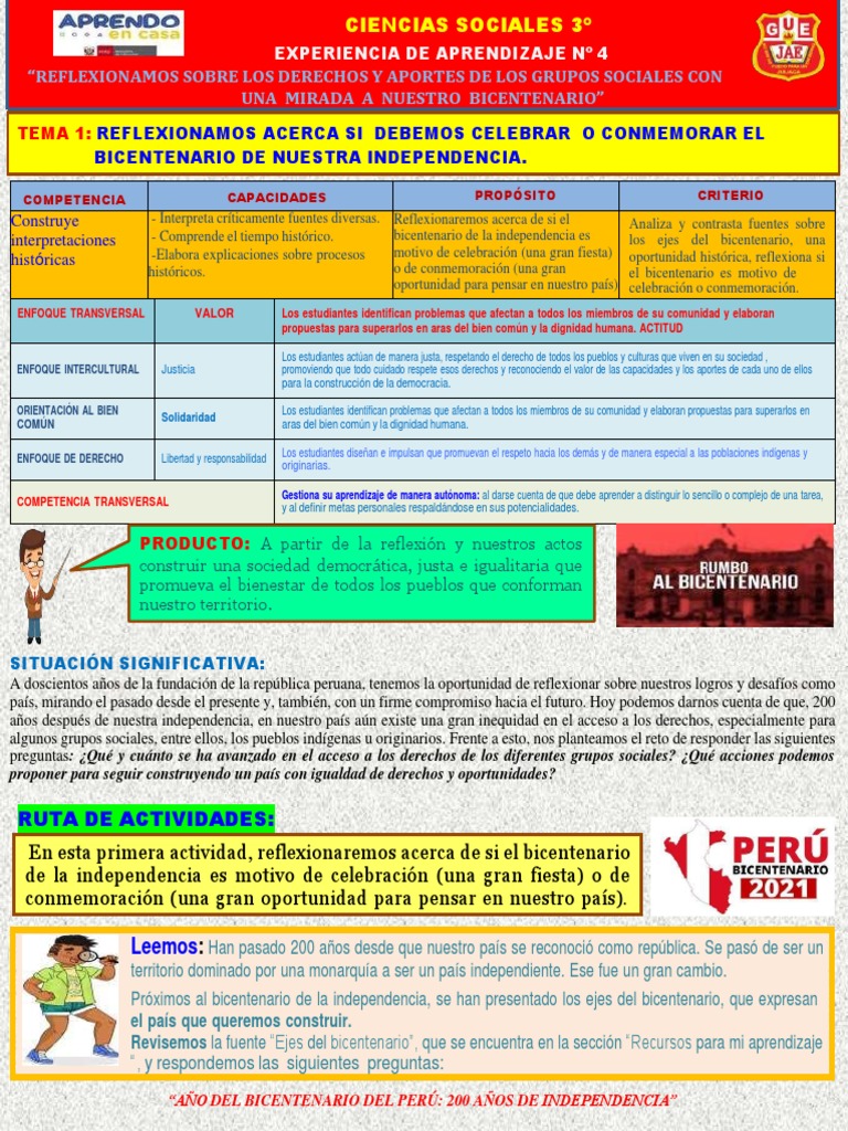 Eda 4-Exp 1-CC - SS 3º 2 | PDF | Perú | Aprendizaje