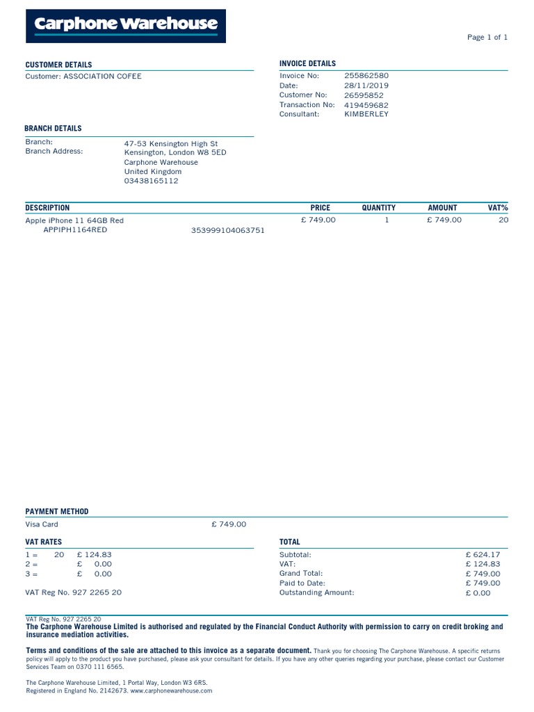 Invoice Details: Page 1 of 1 | PDF | Value Added Tax | Invoice