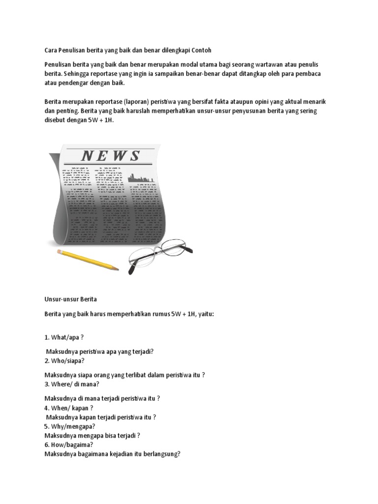 Cara Penulisan Berita Yang Baik Dan Benar Dilengkapi Contoh | PDF