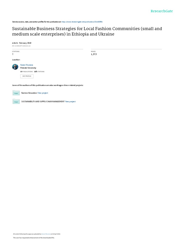 Sustainable Business Strategies For Local Fashion Communities (Small and Medium Scale ...