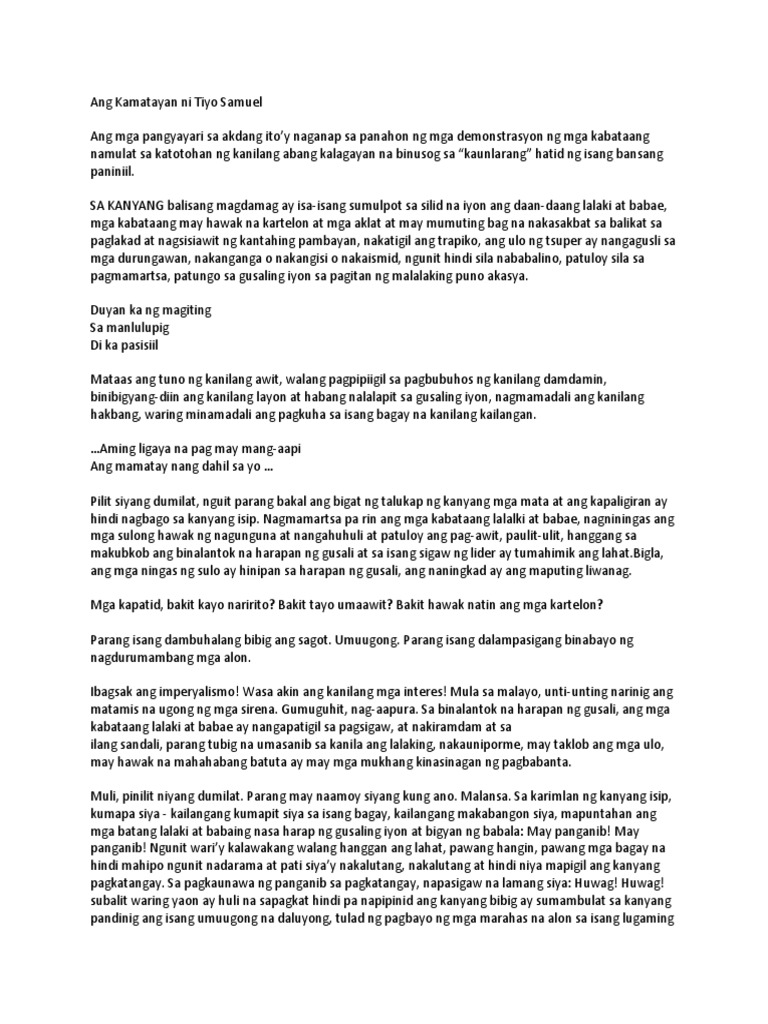 Ang Kamatayan Ni Tiyo Samuel | PDF