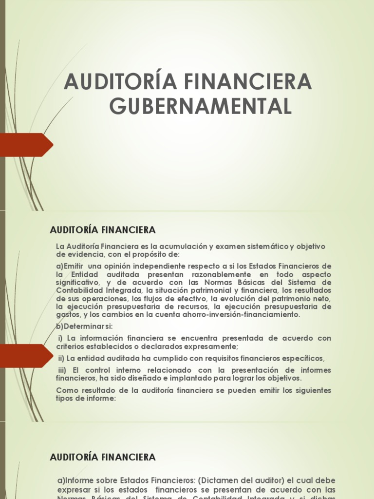 Auditoria Financiera Gubernamental | PDF | Auditoría | Contabilidad