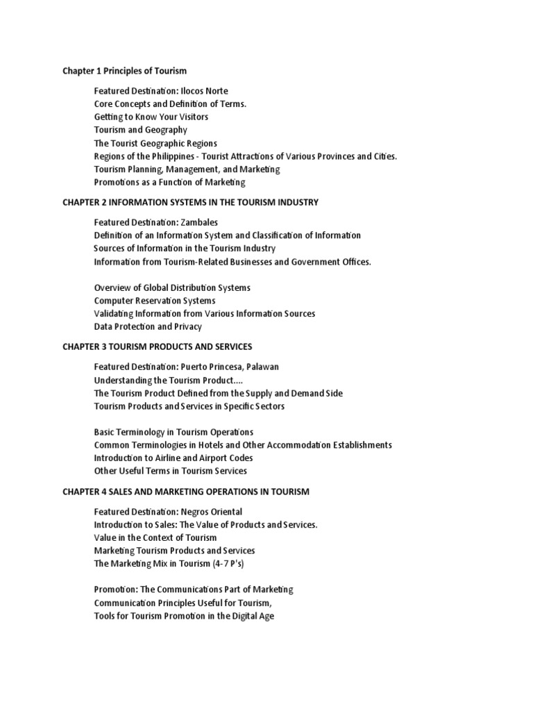 Chapter 1 Principles of Tourism | PDF | Tourism | Marketing