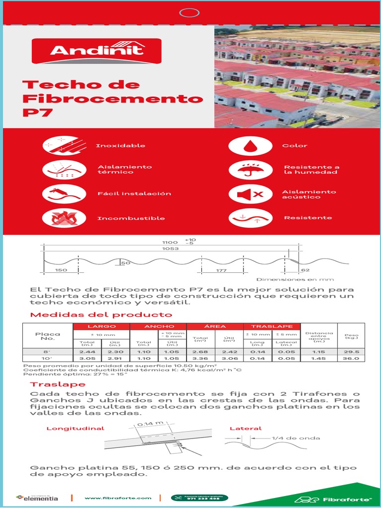 Techo Fibrocemento P7: Ficha Técnica | PDF | Materiales | Materiales de ...