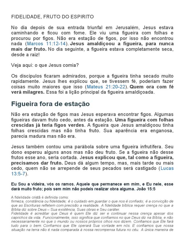 A Fidelidade de Deus | PDF | Fé | Jesus