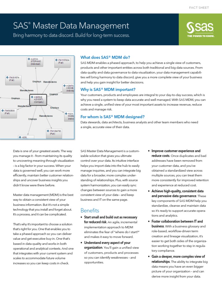 Sas Master Data Management Factsheet | PDF | Data Quality | Sas (Software)