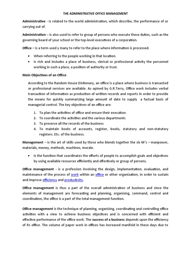 The Administrative Office Management: Work Office Efficiency ...