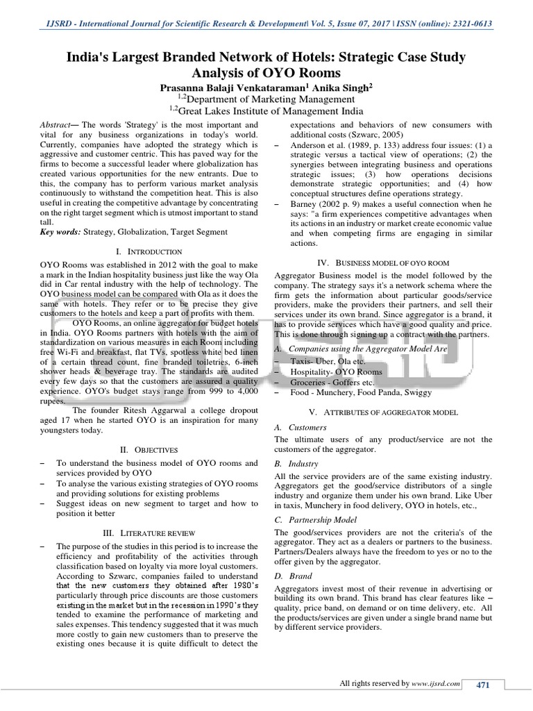 OYO Rooms Strategic Case Study | PDF | Marketing | Competitive Advantage