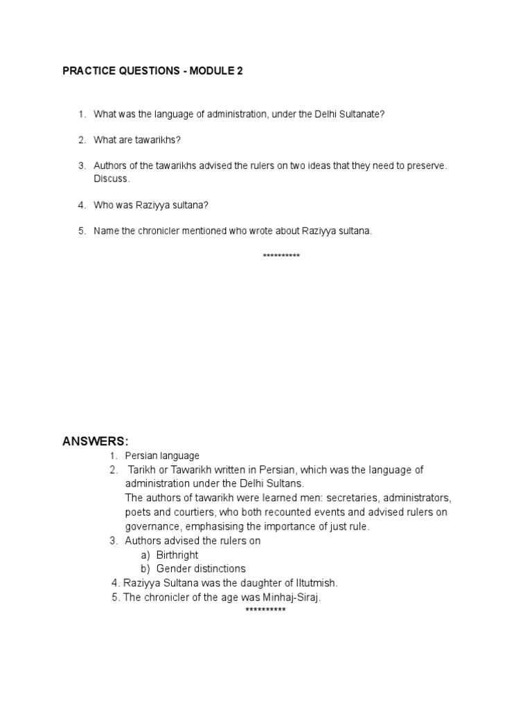 Practice Questions - Module 2: Answers | PDF