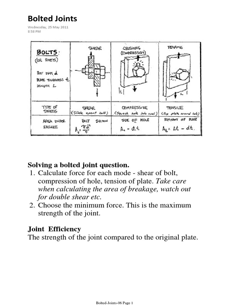 Bolted-Joints | PDF | Stress (Mechanics) | Strength Of Materials