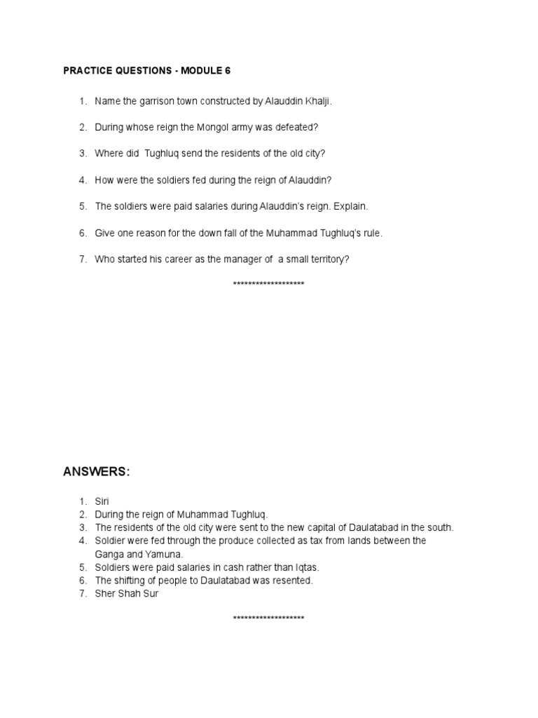 Practice Questions - Module 6 | PDF