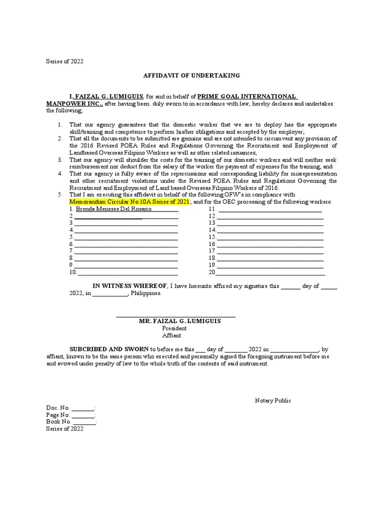New Tesda Undertaking Scribed | PDF | Affidavit | Economies