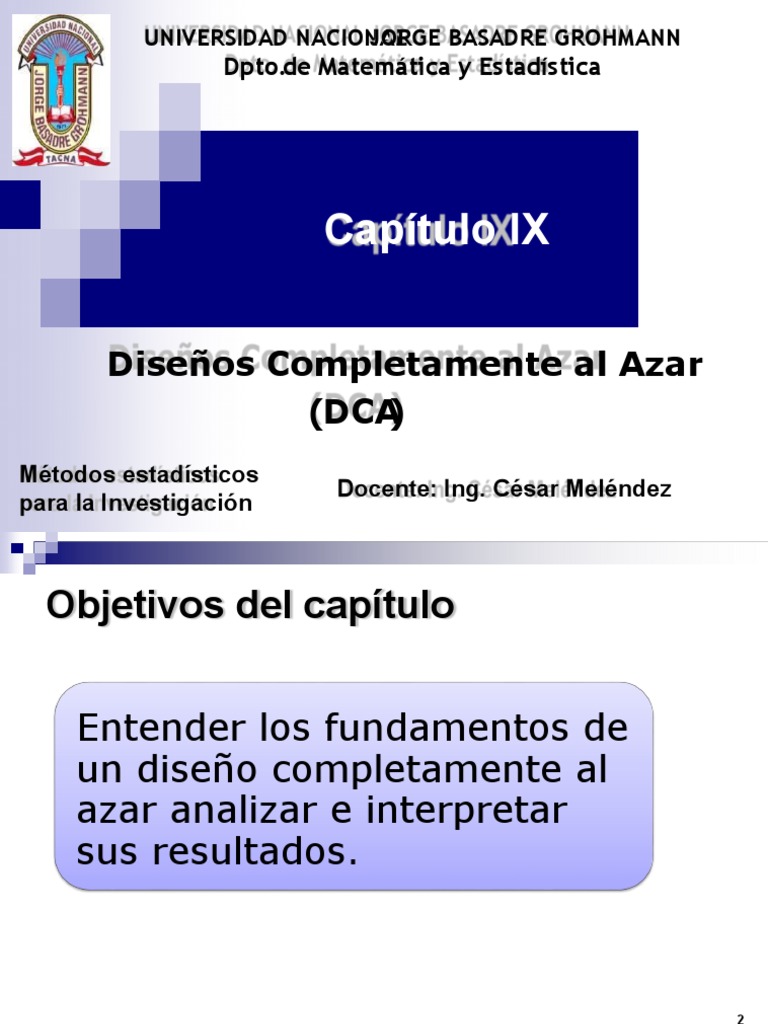 Capitulo 09. DCA | PDF | Análisis de variación | Estadísticas
