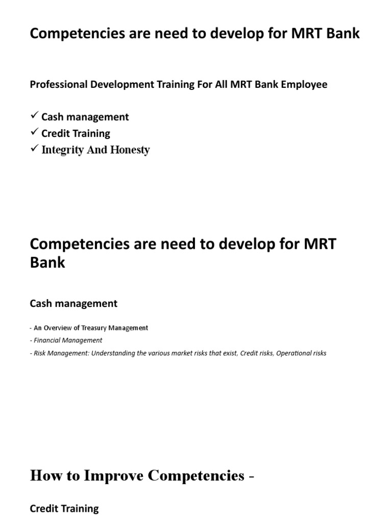 MRT Bank Competency Development Guide | PDF | Decision Making | Banks