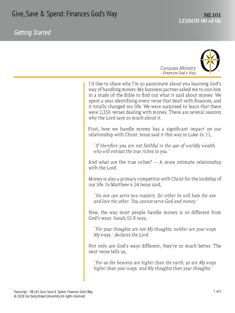 Give, Save & Spend: Finances God's Way: Getting Started | Download Free ...