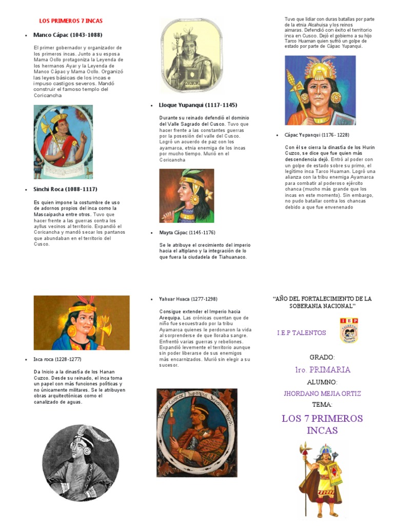 7 Primeros Incas - Triptico | PDF | Imperio Inca | Perú