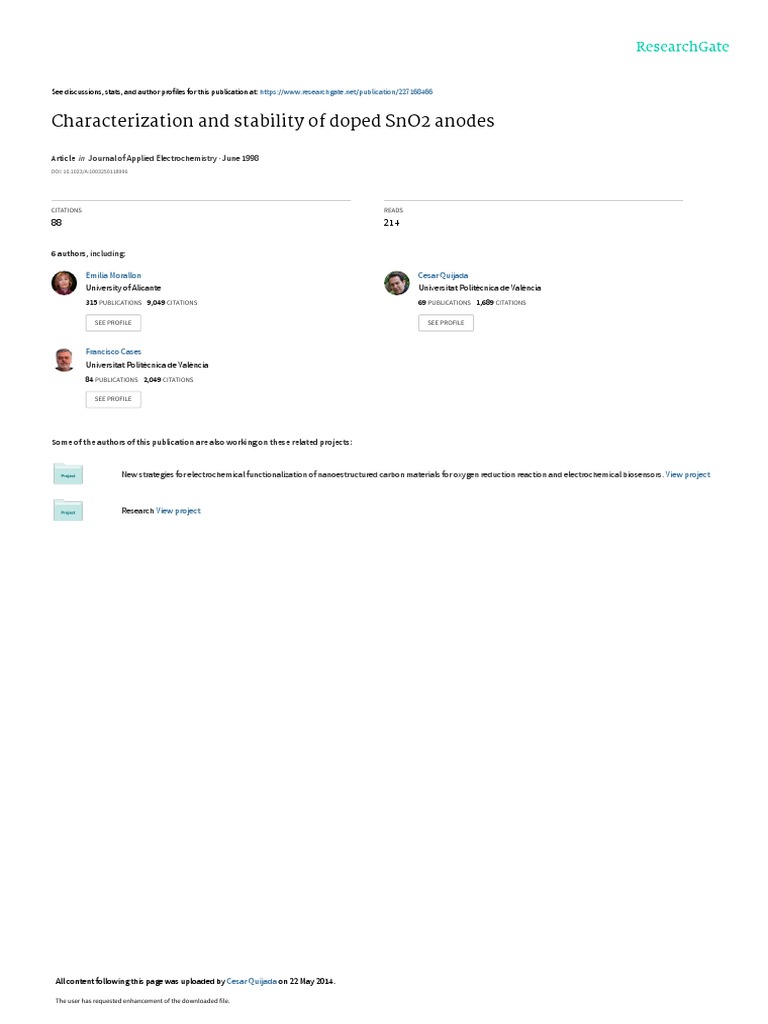 Characterization and Stability of Doped SnO2 Anode | PDF ...