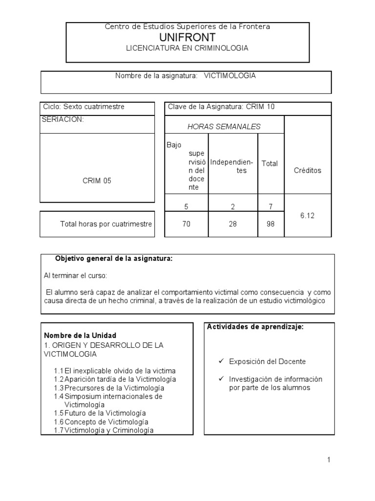 Carta Programatica | PDF | Victimologia | Delito