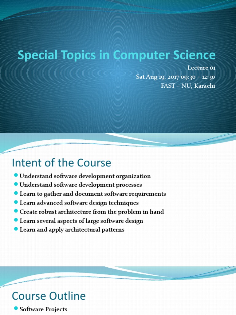 Special Topics in Computer Science: Sat Aug 19, 2017 09:30 - 12:30 FAST - NU, Karachi | PDF ...
