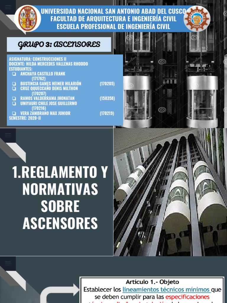 Diapositivas Ascensores | PDF | Ascensor