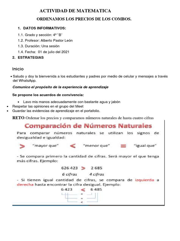 01 Actividad de Matematica. | PDF