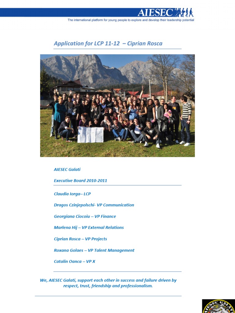 Rosca Ciprian Application Form EB 11-12 | PDF | Leadership | Strategic ...