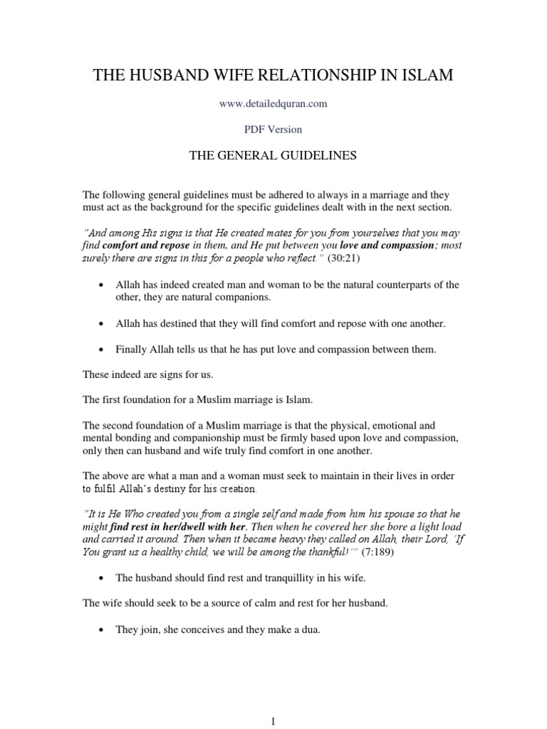 The Husband Wife Relationship in Islam | PDF | Wife | Husband