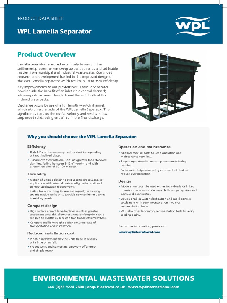 WPL Lamella Separator Overview | PDF | Hydraulic Engineering | Water