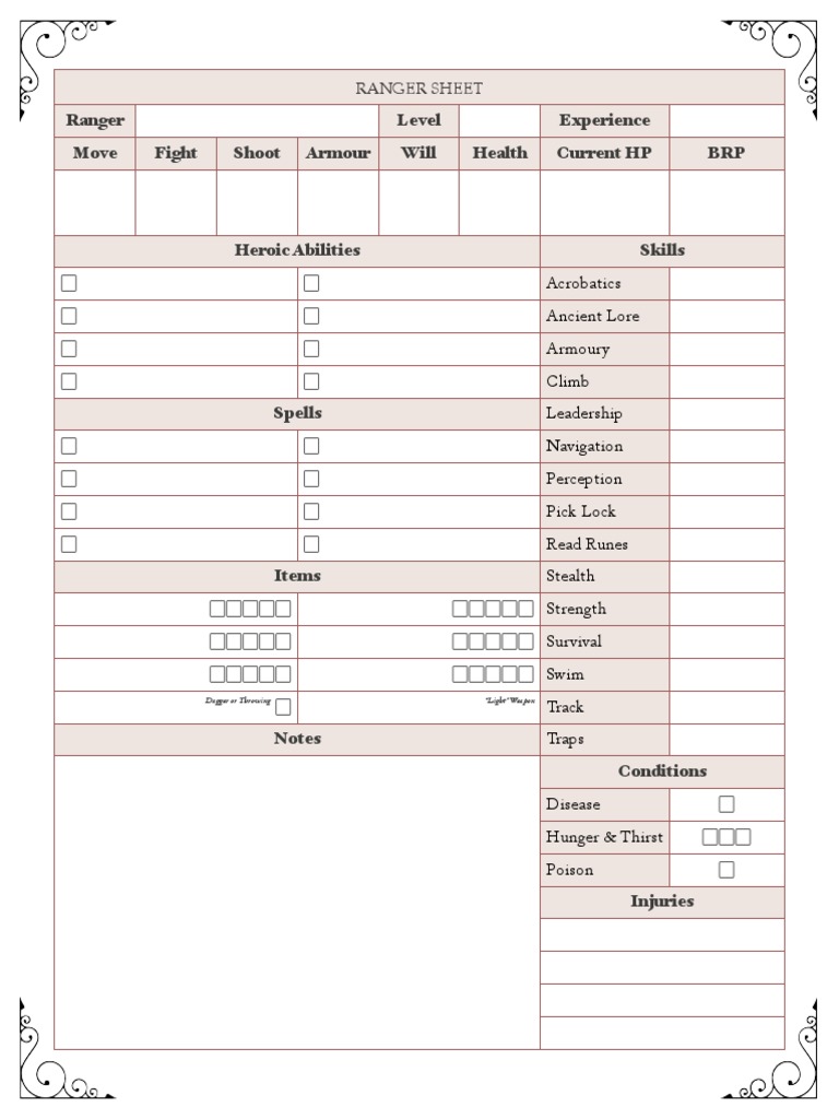 Ranger Character and Companion Sheet | PDF