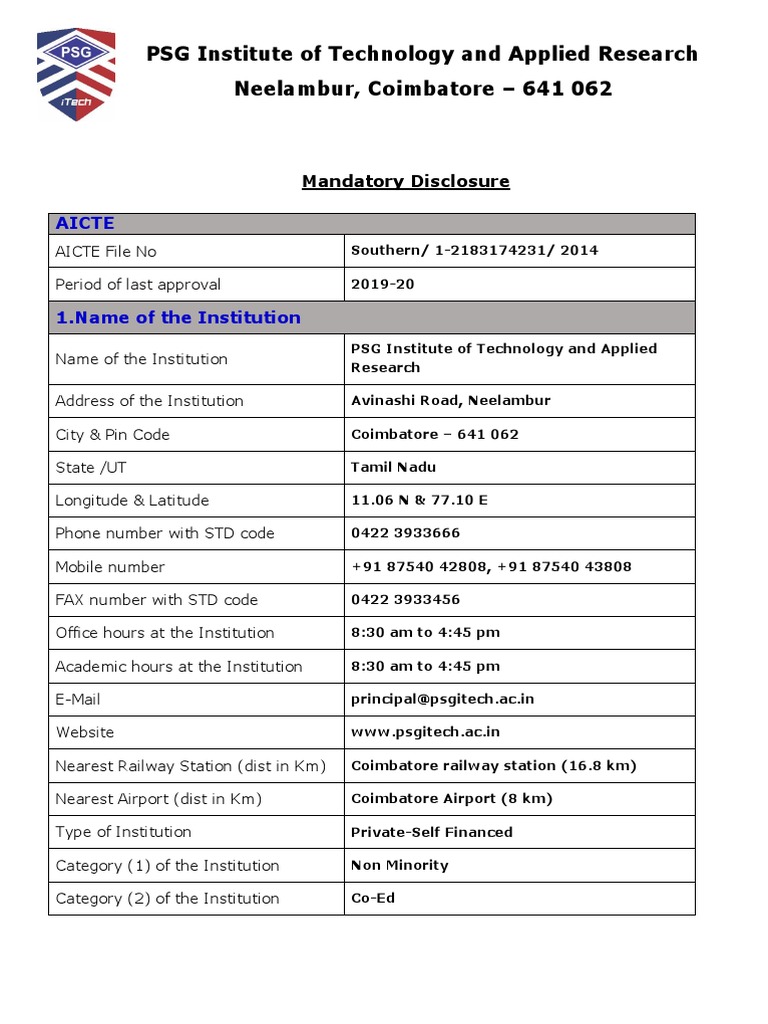 Mandatory Disclosure 2020 | PDF | Laboratories | Machines