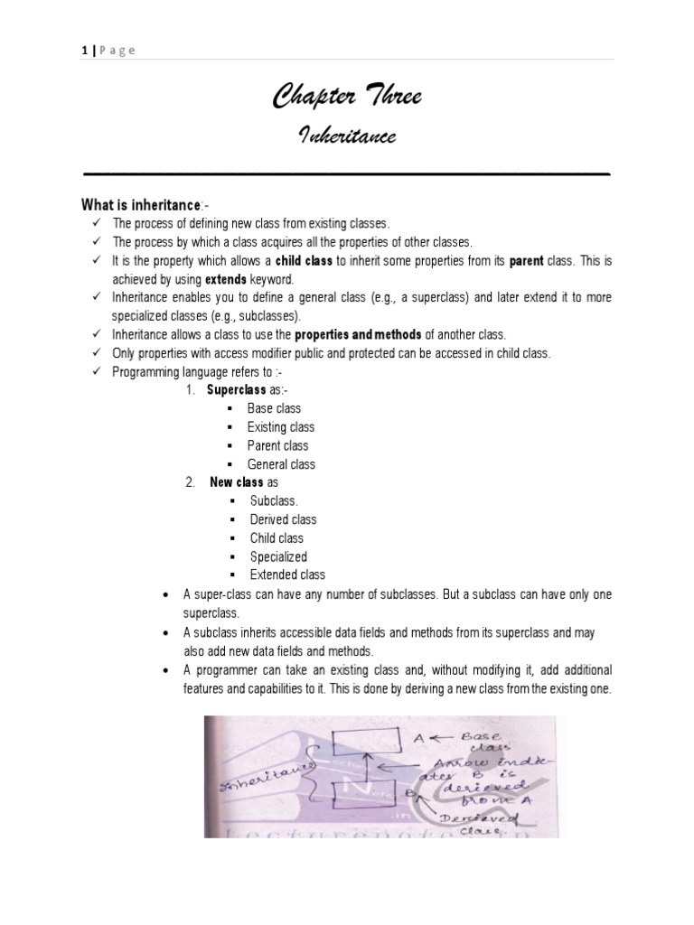Chapter Three: Inheritance | PDF | Inheritance (Object Oriented Programming) | Class (Computer ...