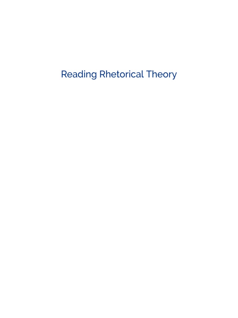 Reading Rhetorical Theory 1660247137 | PDF | Rhetoric | Public Speaking