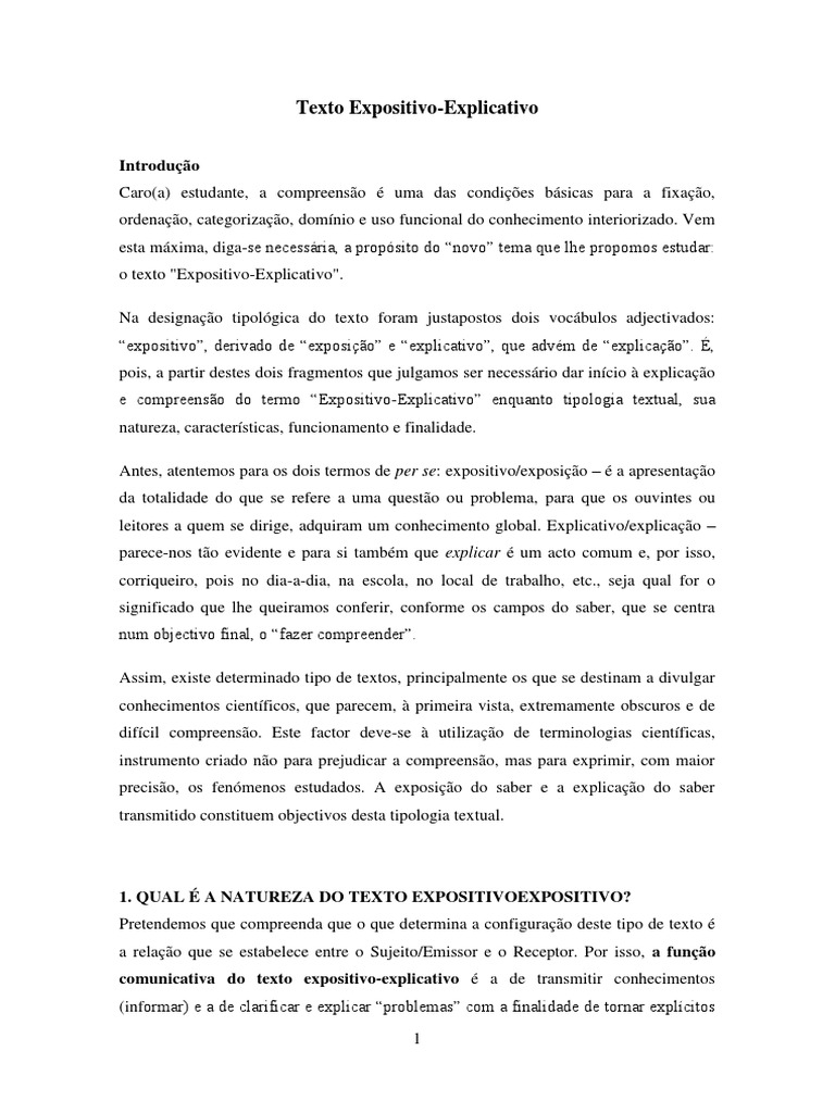 Texto Expositivo Explicativo Pdf Conhecimento Intenção 8886