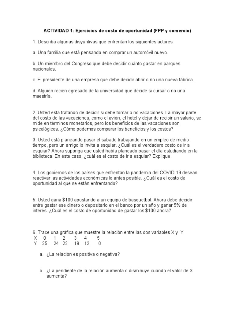 ACTIVIDAD 1-Ejercicios de Costo de Oportunidad (FPP y Comercio ... ACTIVIDAD 1-Ejercicios de Costo de Oportunidad (FPP y Comercio ...