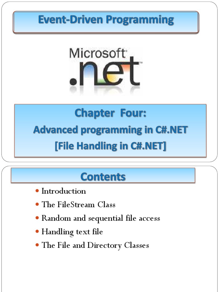 Chapter 4c | PDF | Computer File | C Sharp (Programming Language)