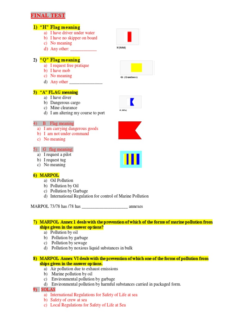 Cadets Final Test Jan 2016 | PDF | Compass | Tonnage